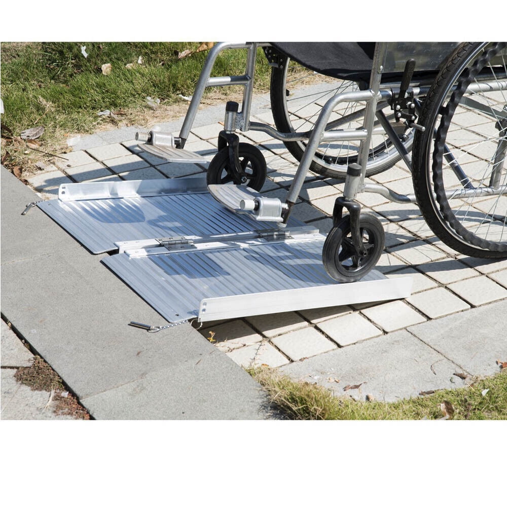 Fortumia.com 3ft Silver Foldable Wheelchair Ramp, 36-Inch Aluminum, 600 ...