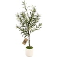 3ft Spherical Artificial Olive Tree with Pot Lifelike Branches and ...