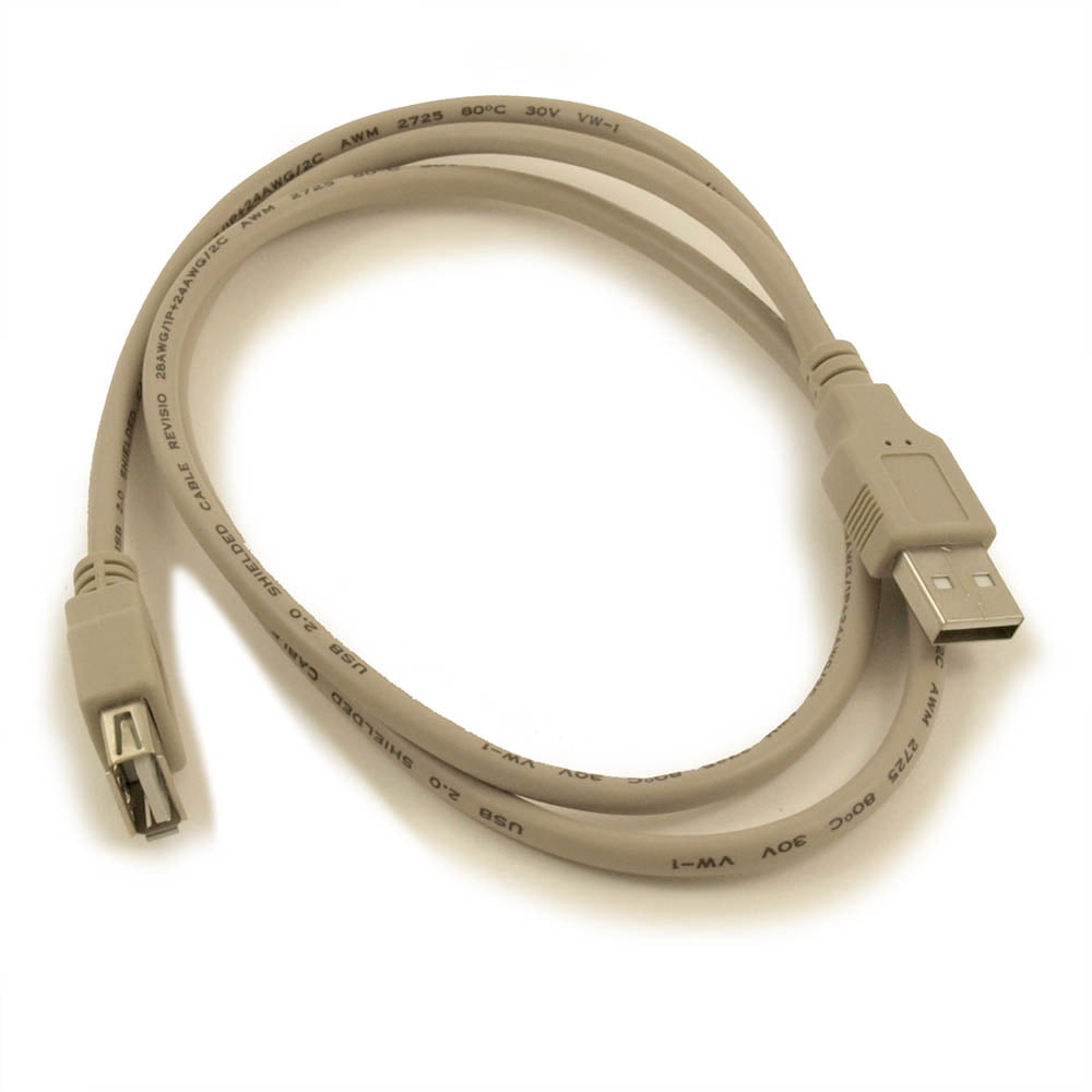 3ft USB 2.0 EXTENSION Type A Male to A FEMALE Cable, Beige - Walmart.com