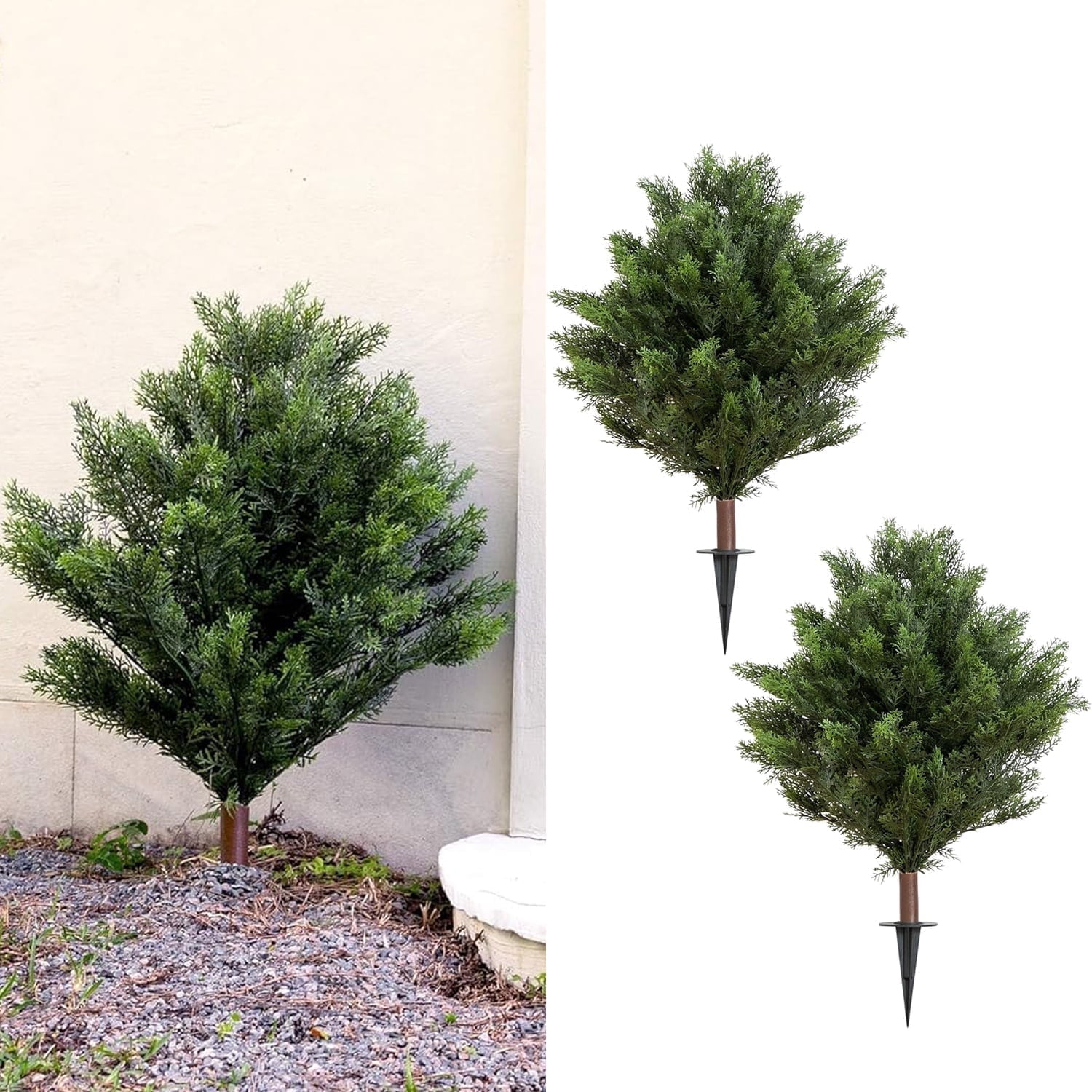 UV-Resistant Artificial Cedar Bush with Built-in Ground Stakes for ...