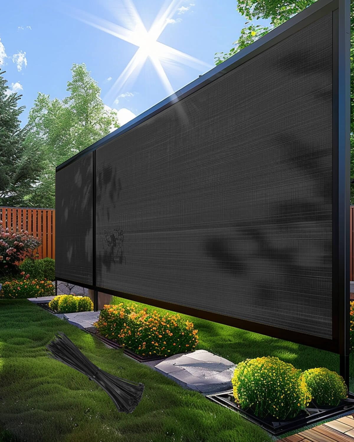 3ft x 50ft Privacy Fence Screen - Heavy Duty Fencing Mesh with Zip Ties ...