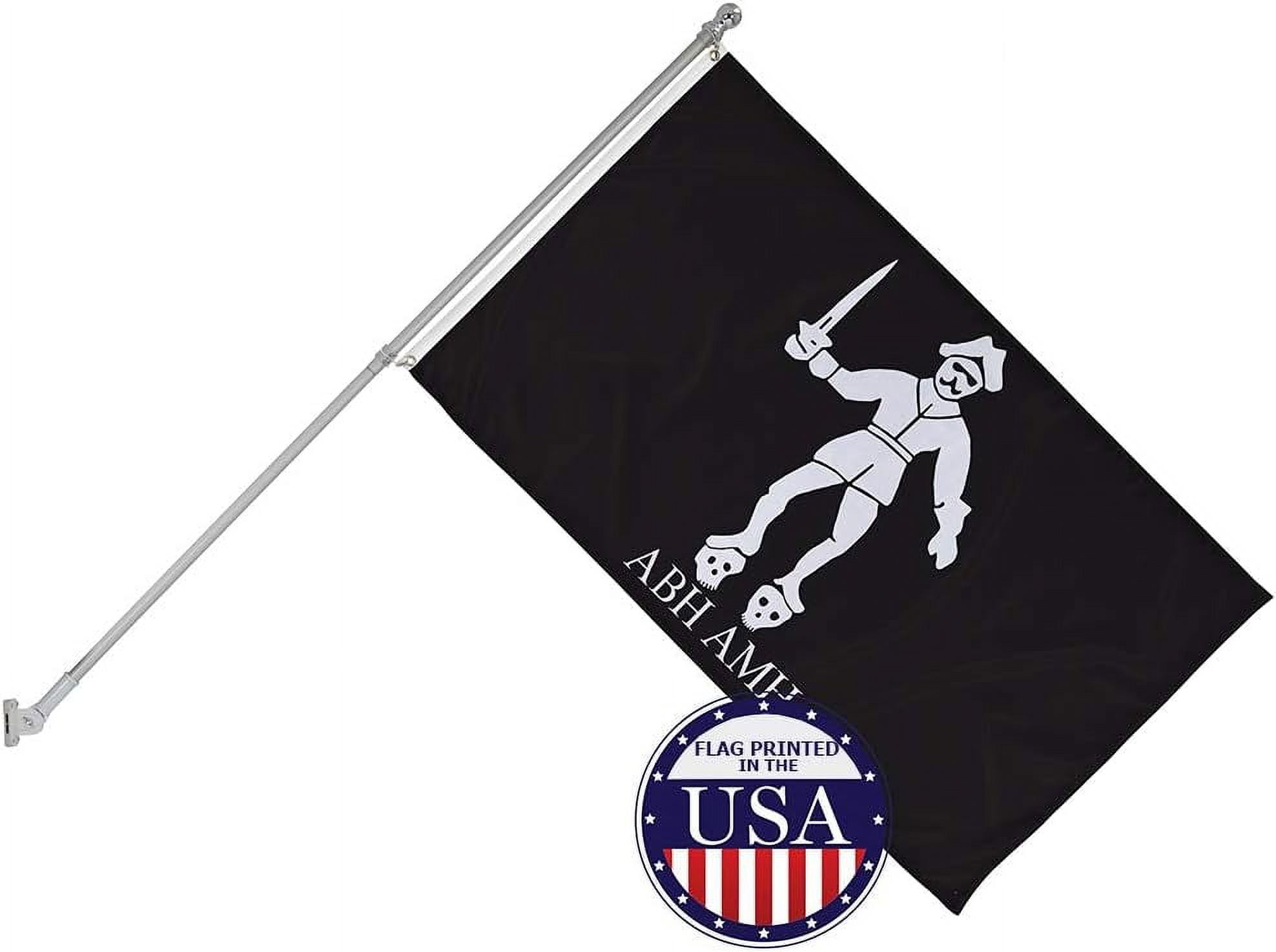 3ft x 5ft Bart Roberts ABA AMH Pirate Flag, Banner with 6ft Flagpole ...