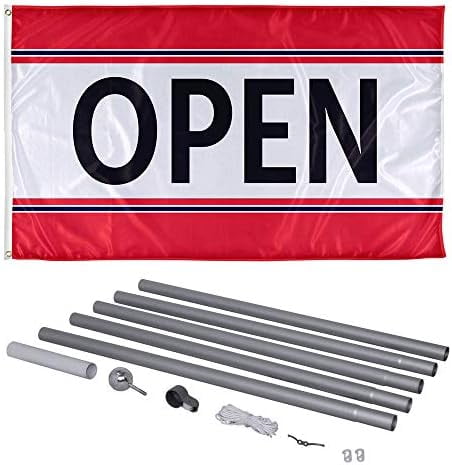 3ft x 5ft Open Flag with 20ft Flagpole – Knitted Polyester Material ...