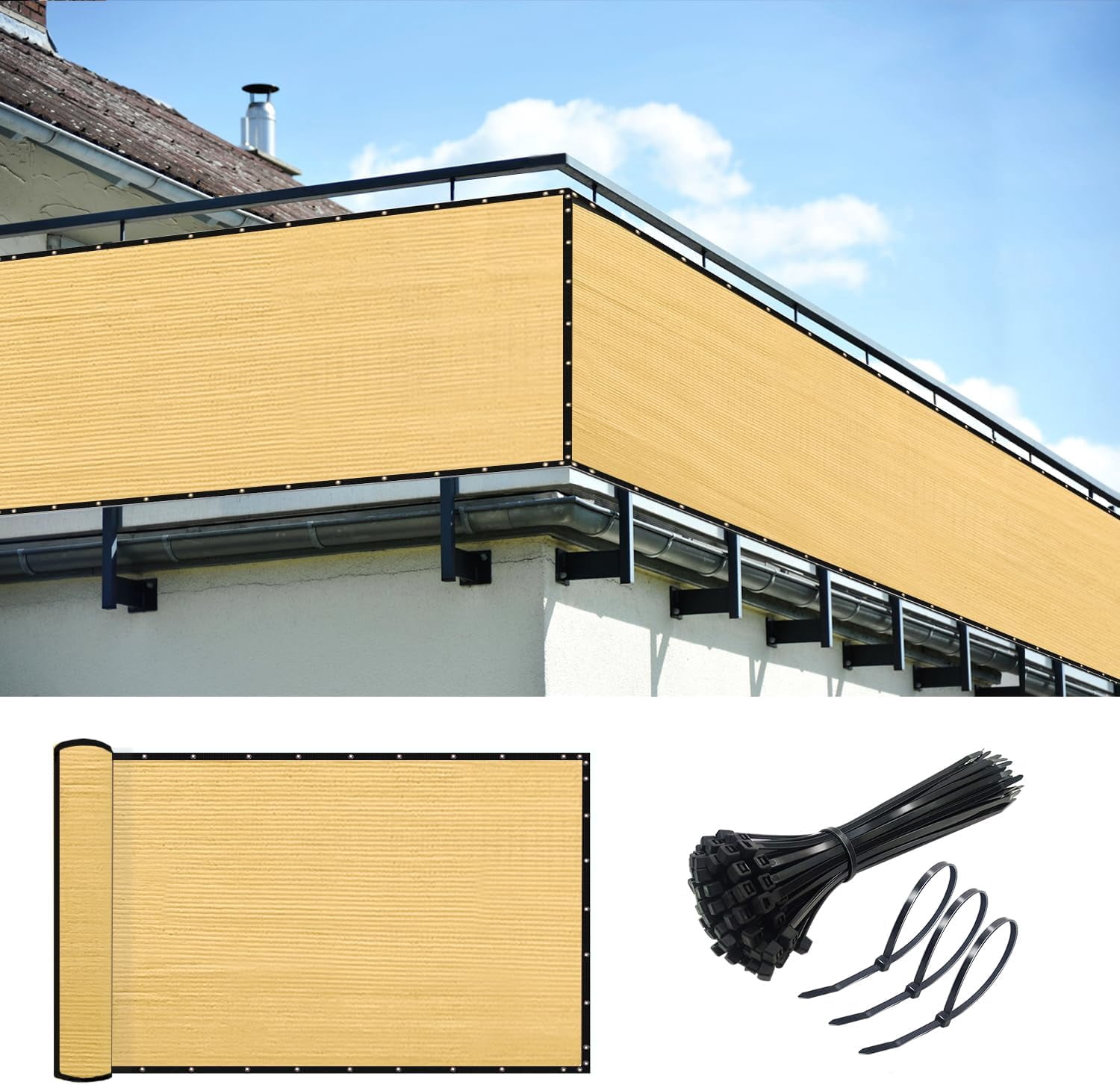 **3ft x87ft privacy screen fence, 90% blockage heavy duty 175 gsm ...