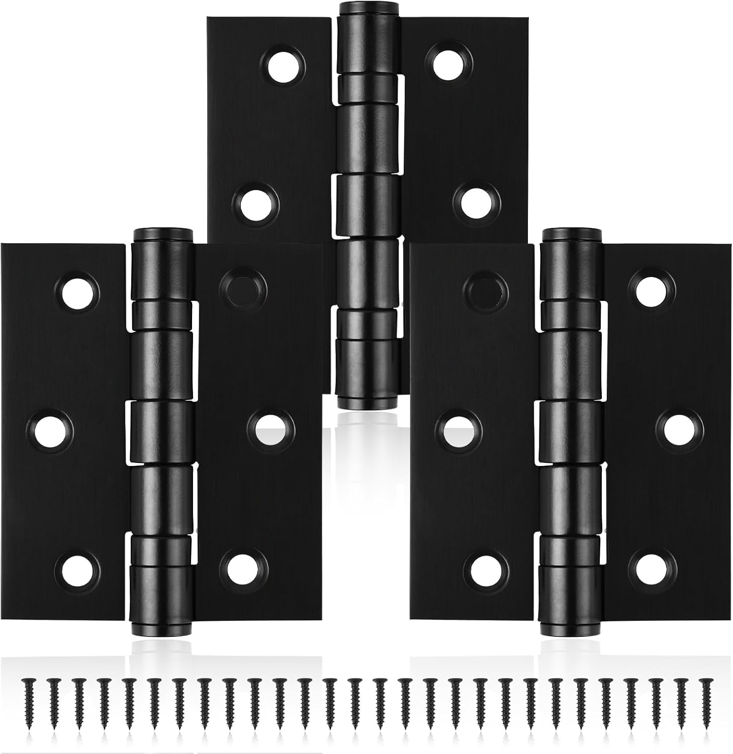 3in Ball Bearing Door Hinges 3 Pack, Small Black Heavy Duty Stainless ...