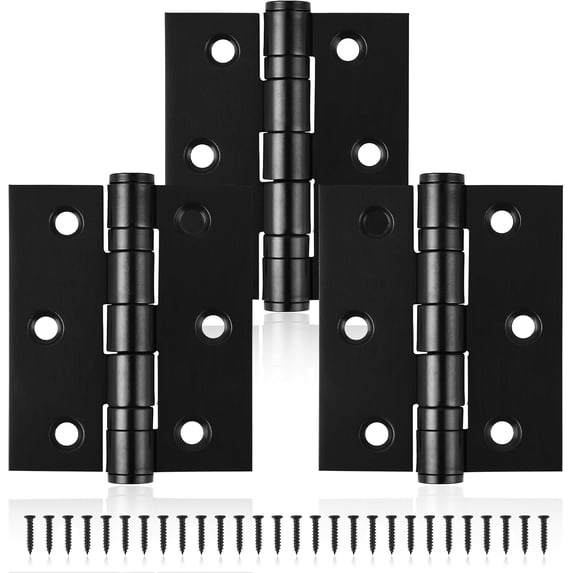 3in Ball Bearing Door Hinges 3 Pack, Small Black Heavy Duty Stainless ...