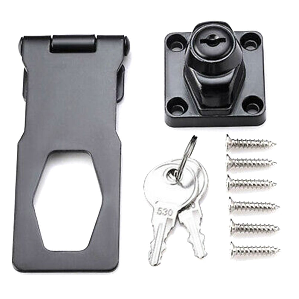 3in Black Locking Hasp and Staple with Keys Padlock Garage Lock ...
