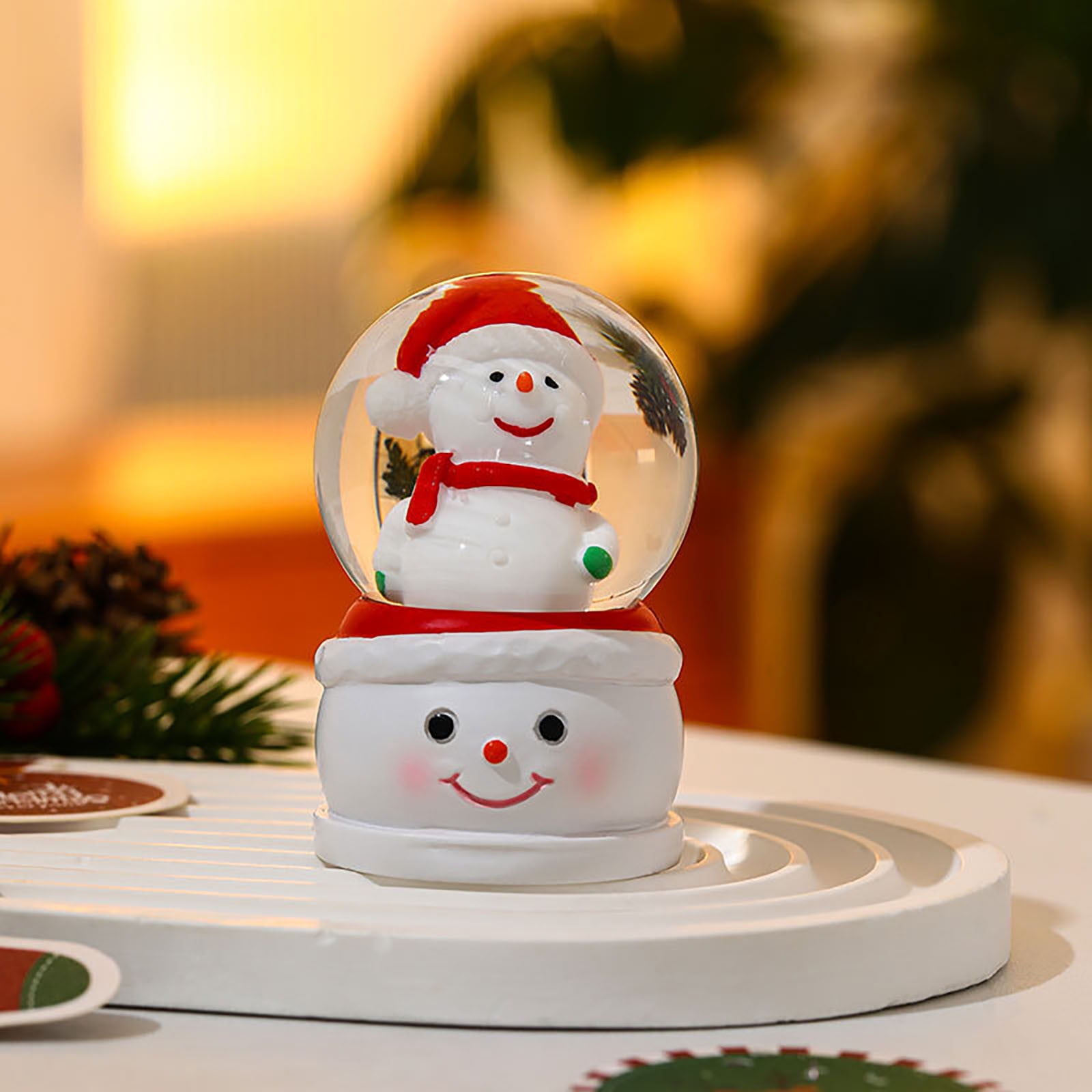 3in Christmas Snow Globe with Light Up Base - Cute Snowman Decor ...