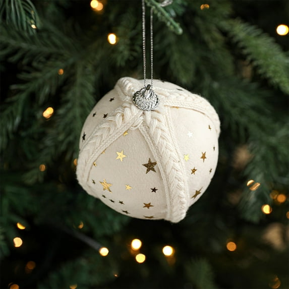 3in Foam Ball Christmas Tree Pendant Hanging Ball Star Fabric Print ...