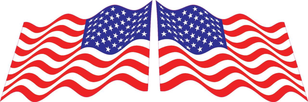 3in x 2in Mirrored Waving American Flag Stickers - Walmart.com