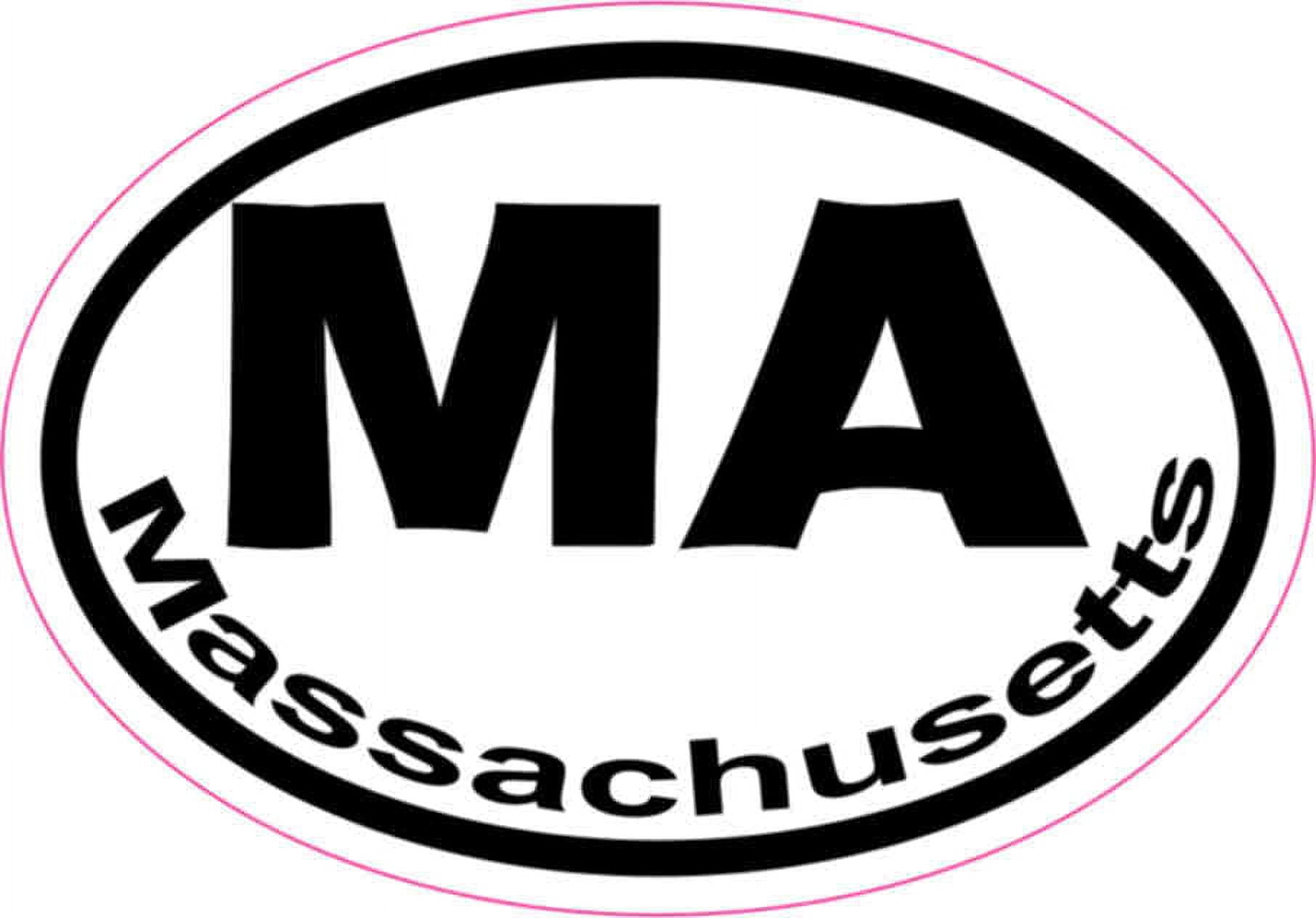 3in x 2in Oval MA Massachusetts Sticker Vinyl Window State Bumper ...