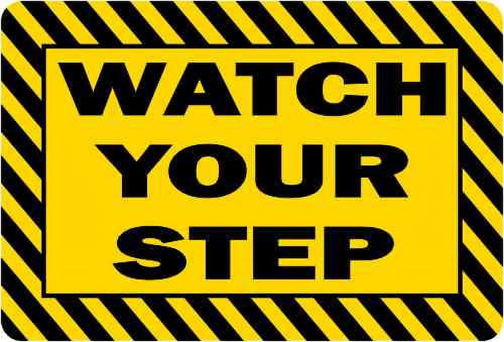 3in x 2in Watch Your Step Sticker Vinyl Caution Sign Decal Safety ...
