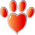 3in x 3in Faded Red Heart Paw Print Bumper Sticker Vinyl Vehicle ...