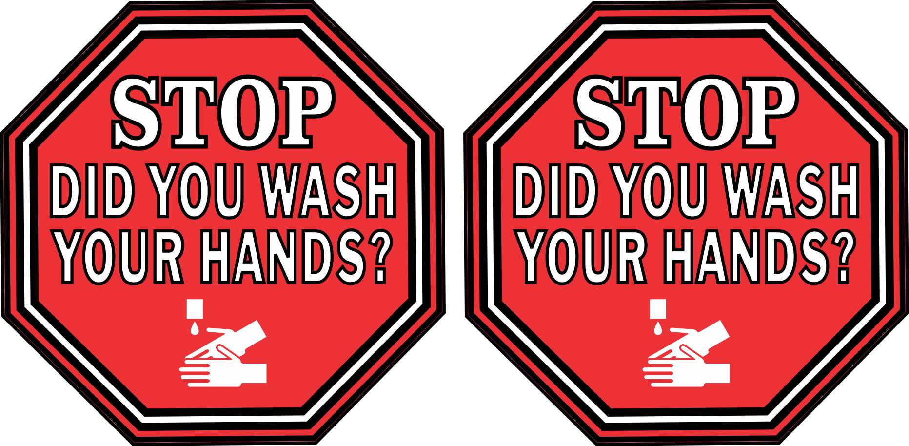 3in x 3in Symbol Stop Did You Wash Your Hands Vinyl Stickers - Walmart.com