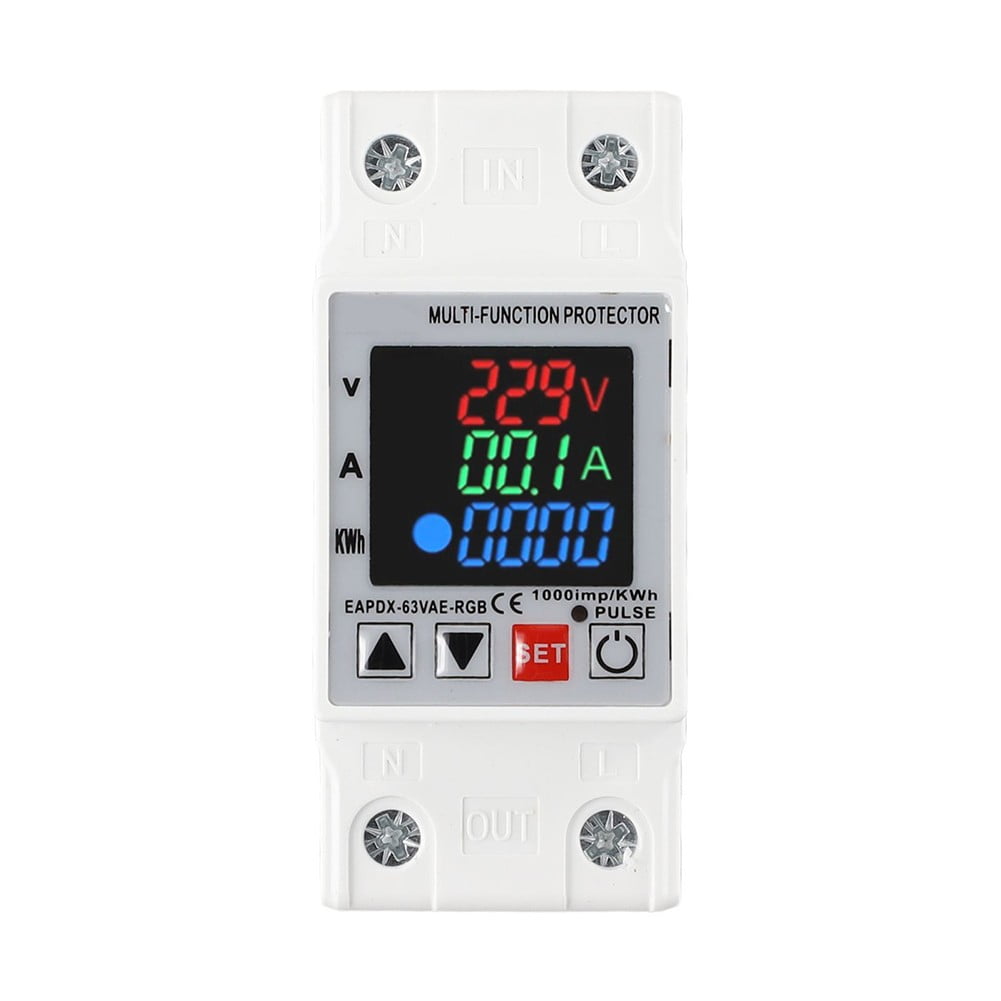3in1 Display Din Rail Adjustable Over Voltage Current Protective Device ...