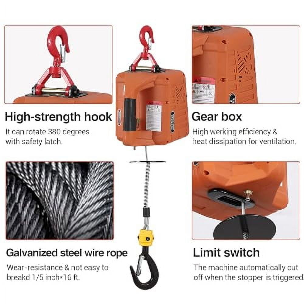 3in1 Electric Hoist Winch, 1500W Portable Electric Winch, 110V Power ...