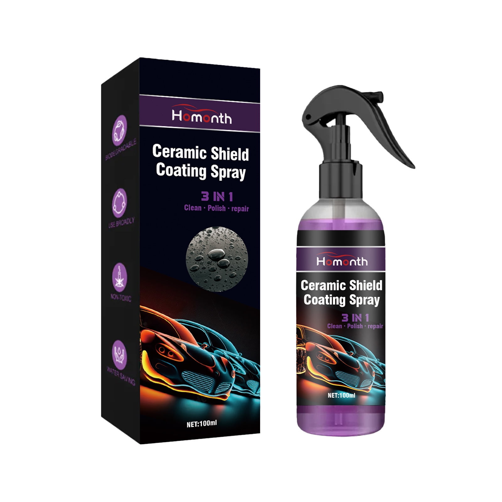 3in1 High Protection Quick Car Coat Ceramic Coating Hydrophobic 100ml - Walmart.com