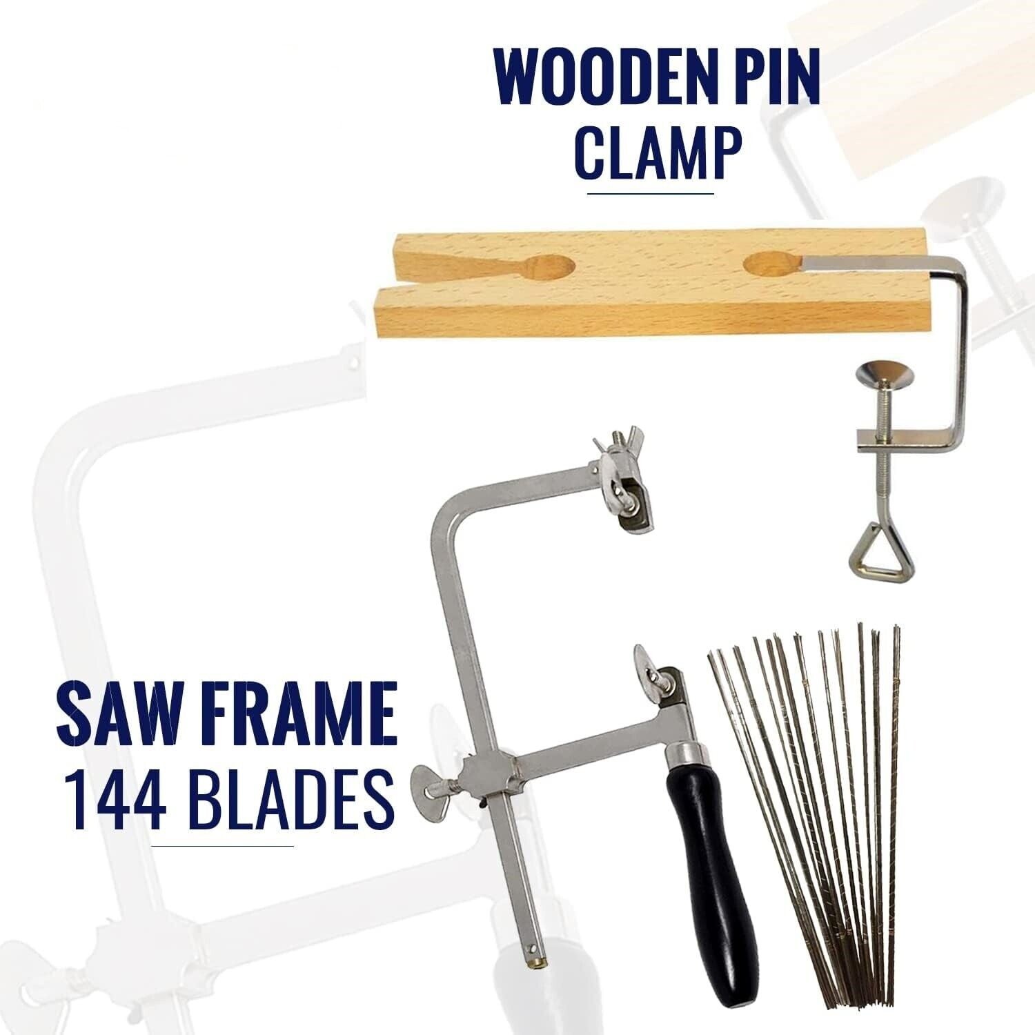 3in1 Professional Jeweler's Saw Set Saw Frame 144Blades Wooden Pin ...