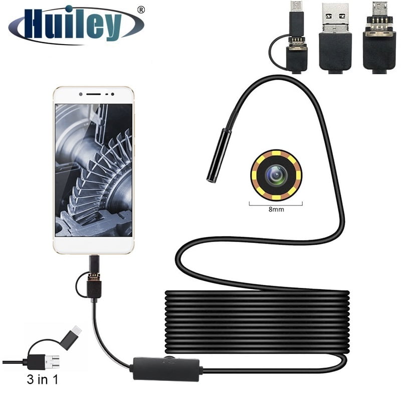 3in1 type c endoscope 8led usb microscope pc borescope hd waterproof ...