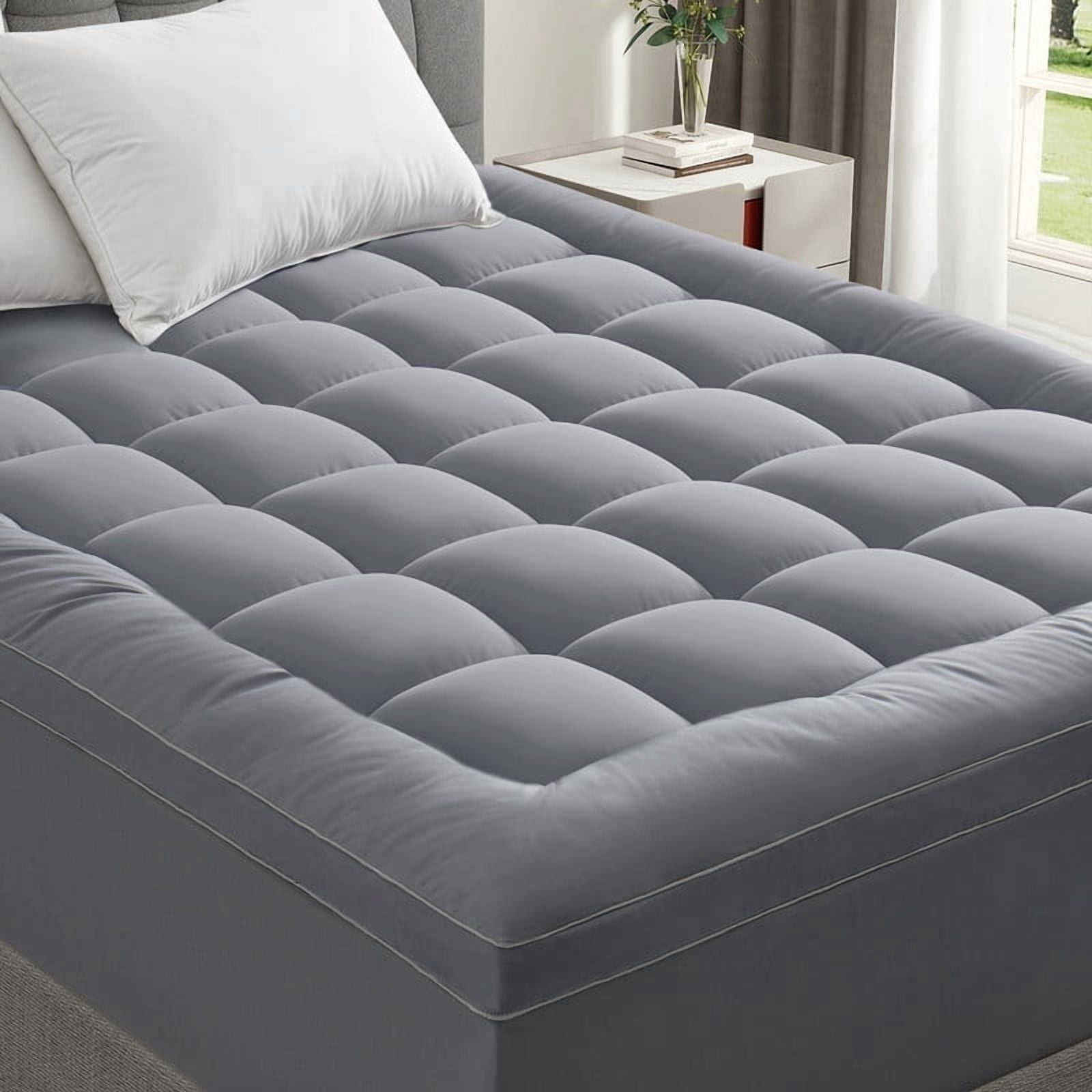 3inch Gray Twin Mattress Topper, Extra Thick Pillow Top for Back Pain ...