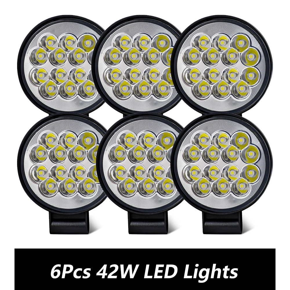 3inch Led Light Round Work Light Spotlights Flood Led White 42W 48W ...