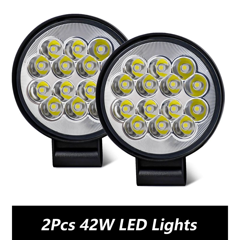 3inch Led Light Round Work Light Spotlights Flood Led White 42W 48W ...