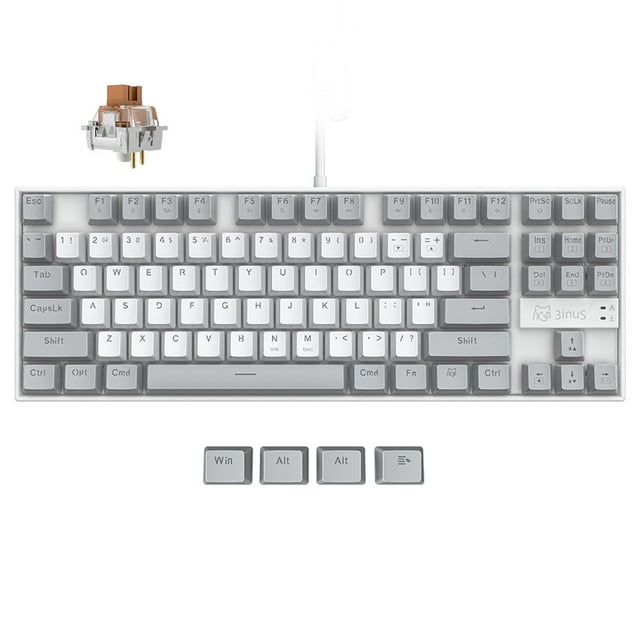 3inuS 87-Key 5-in-1 Mechanical Keyboard Hub Dual USB-C Cable Hot ...