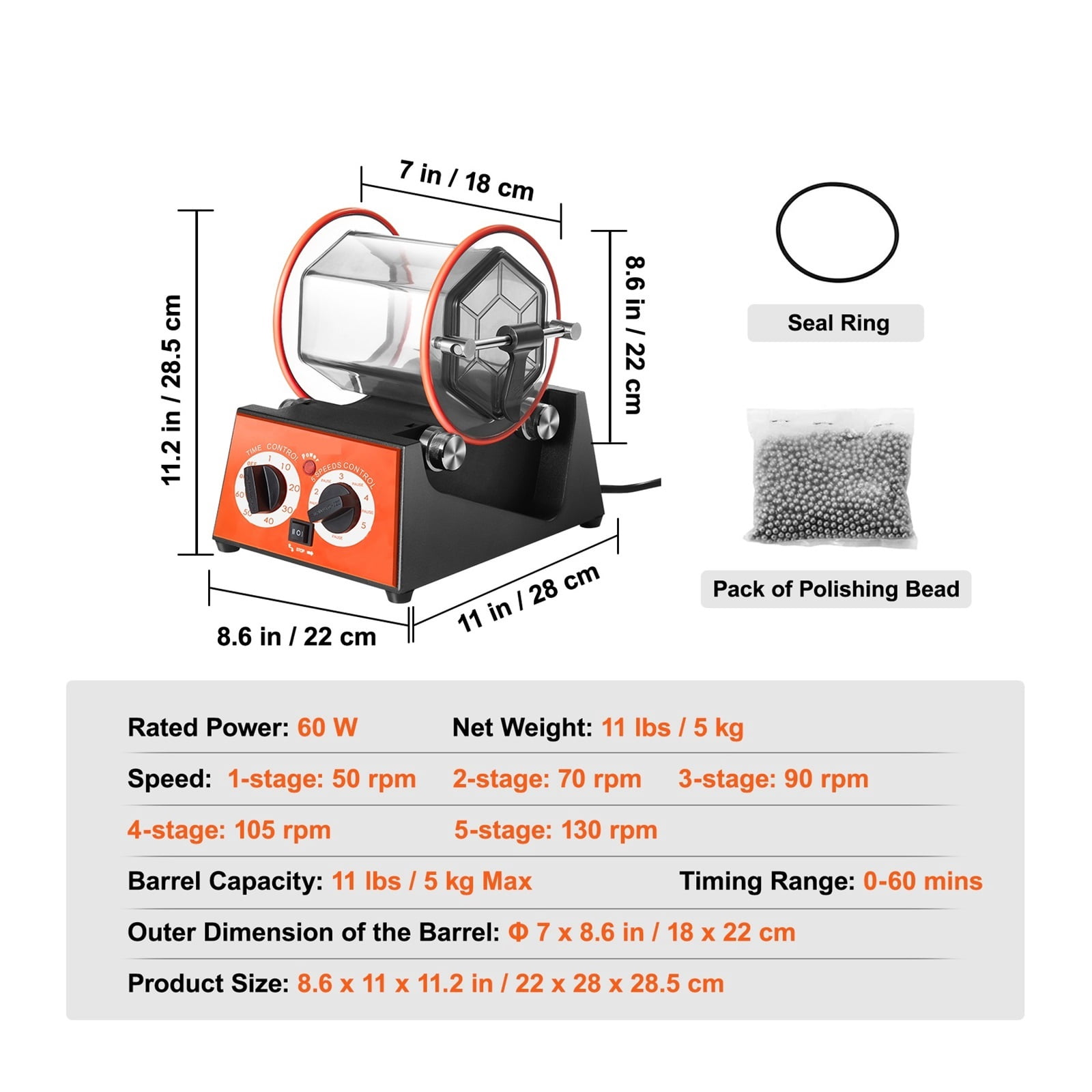 3kg 5kg Rotary Tumbler Surface Polisher Jewelry Drum Polisher Cleaning ...