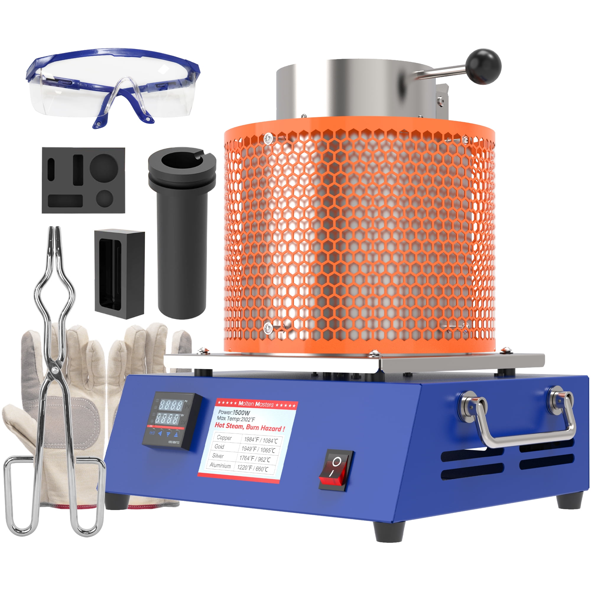 3kg Electric Melting Furnace, Max 1600W Electric Gold Smelting Furnace ...
