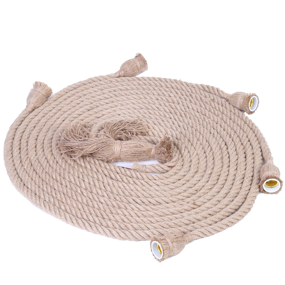 3m 5 Heads E27 85-265V Retro Vintage Pendant Lamp Hemp Rope Ceiling ...