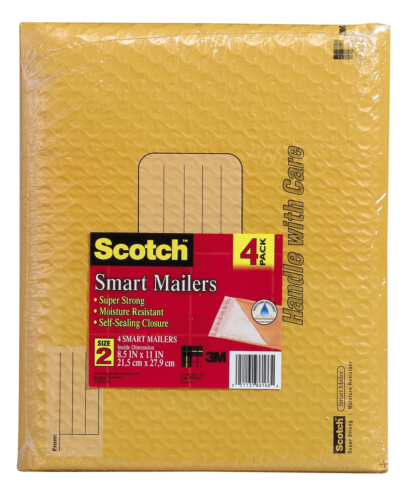 3m 8914-4 8.5" X 11" Yellow Scotch® Smart Mailer 4 Count - Walmart.com