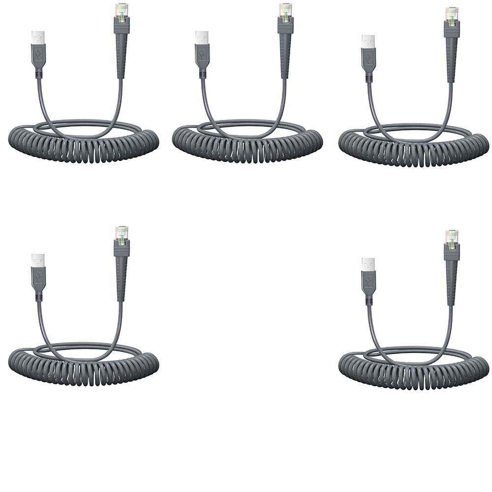 3m 9.84ft Coiled Scanner Charger Cable for Symbol/Zebra/Motorola DS9208 ...