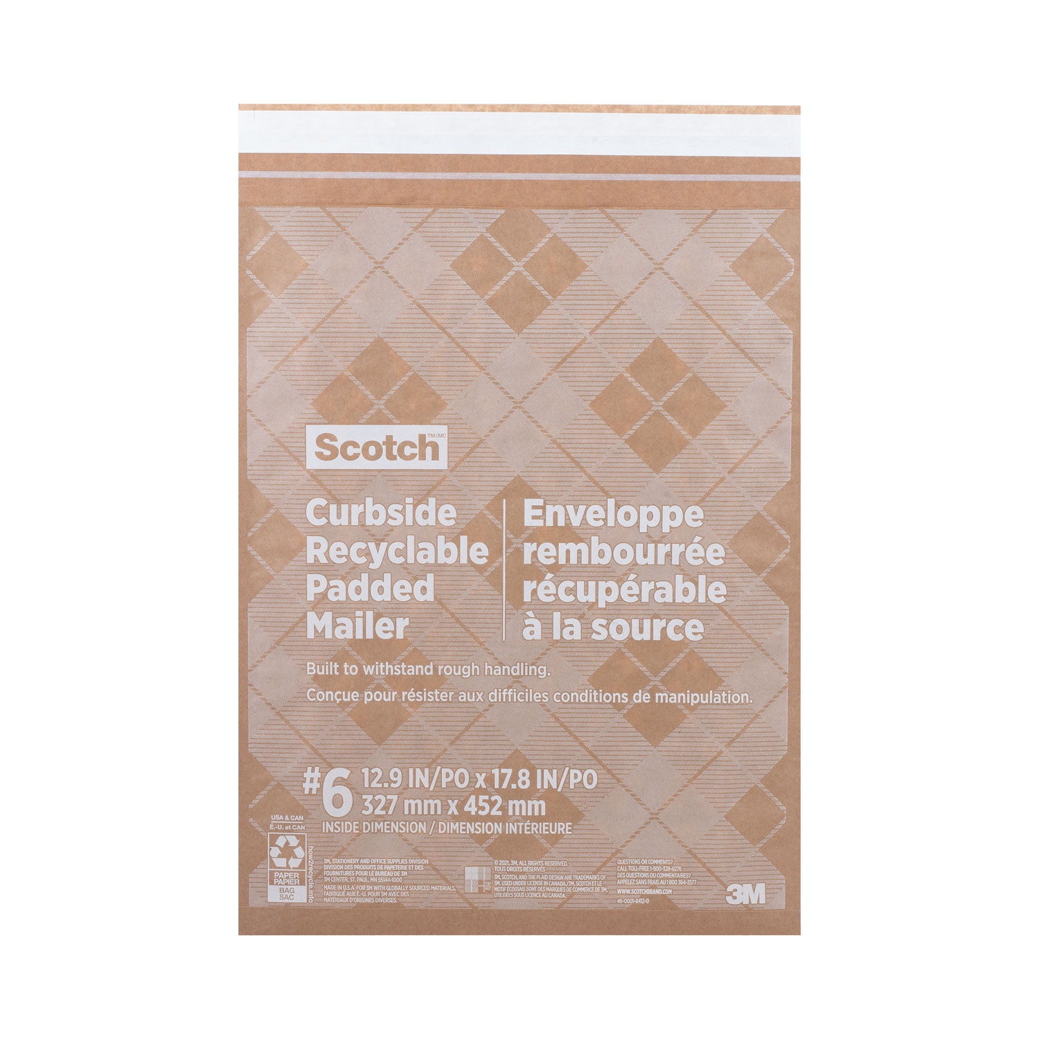 3m CR61 Curbside Recyclable Padded Mailer, #6, Self-adhsve Closure ...