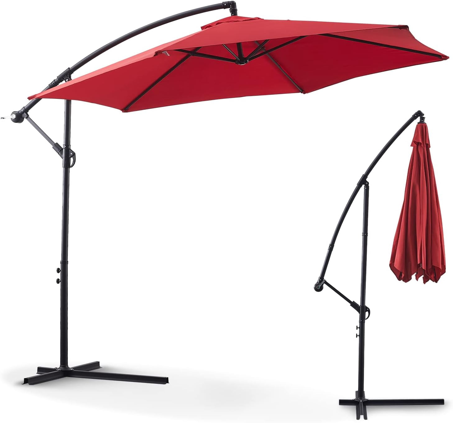 3m Cantilever Garden Parasol with Cross Back Banana Parasol with Crank ...