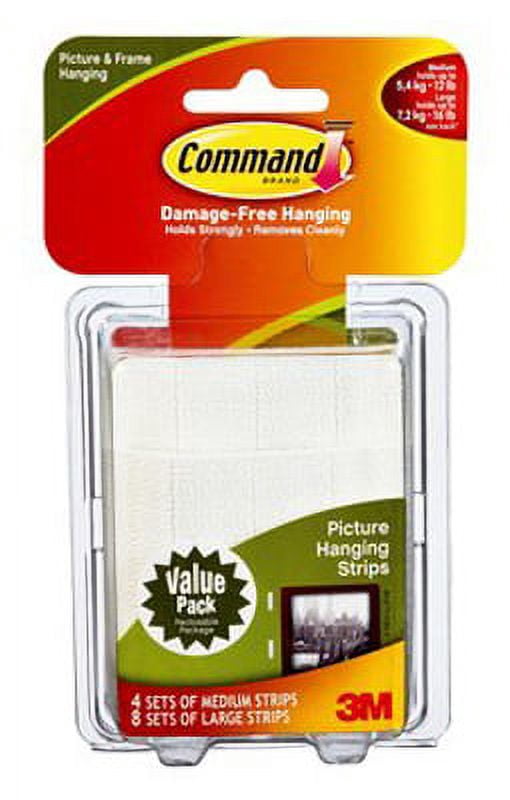 3m Command Medium & Large Picture Hanging Strips 8 Med Strips 16 Large ...