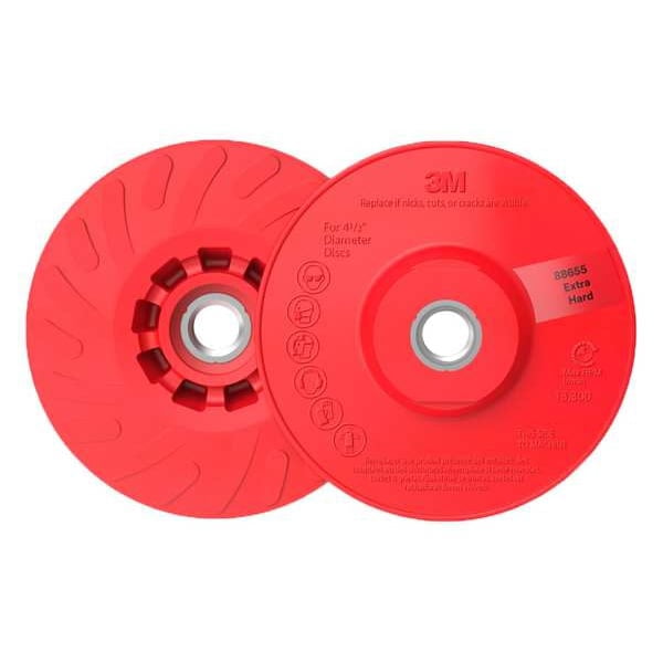 3M Extra Hard Fiber Disc Backup Pad, 4 1/2 in Dia, Red, Threaded Hole ...