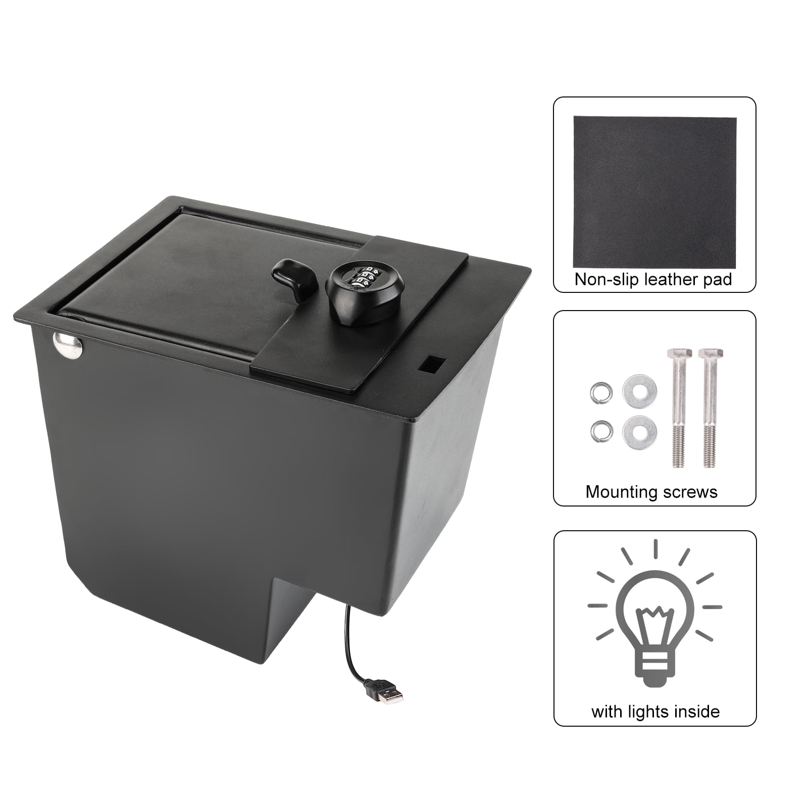 3mirrors Console Safe Gun Safe with LED Light Compatible with Toyota ...