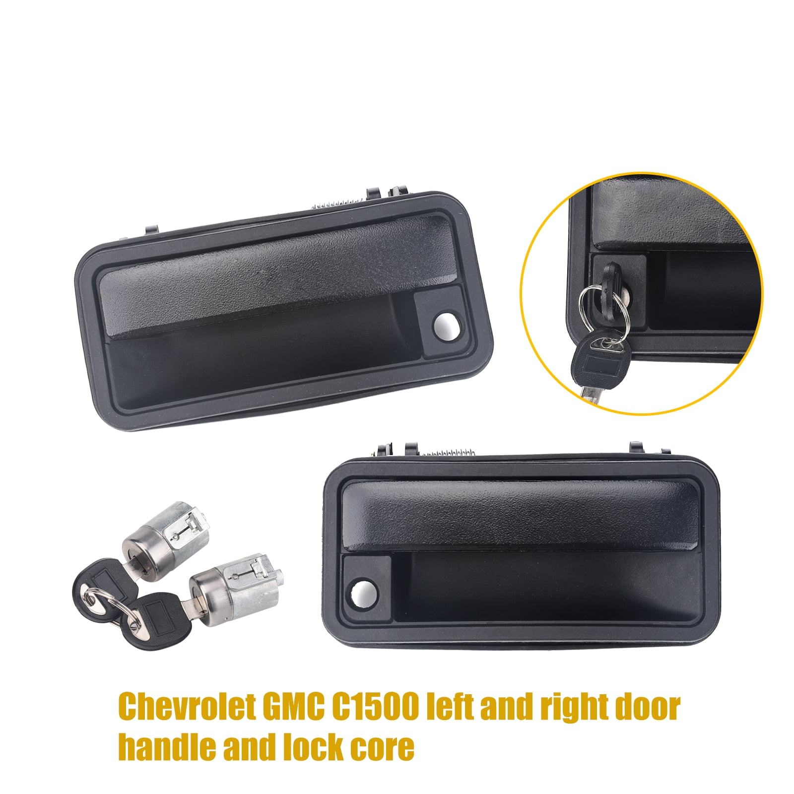 3mirrors Exterior Front Door Handle & Lock Cylinder Key Set Compatible ...