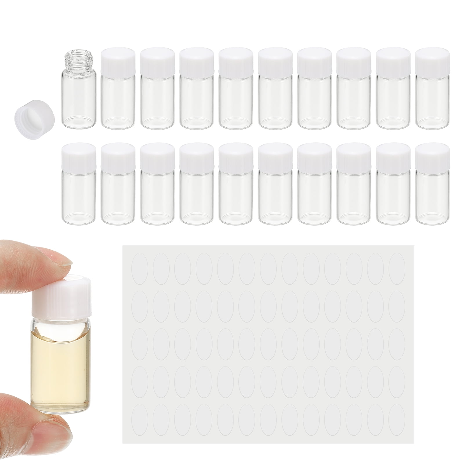 3ml Clear Glass Vials, 20Pcs Sample Vials with Screw Cap Reagent Media ...