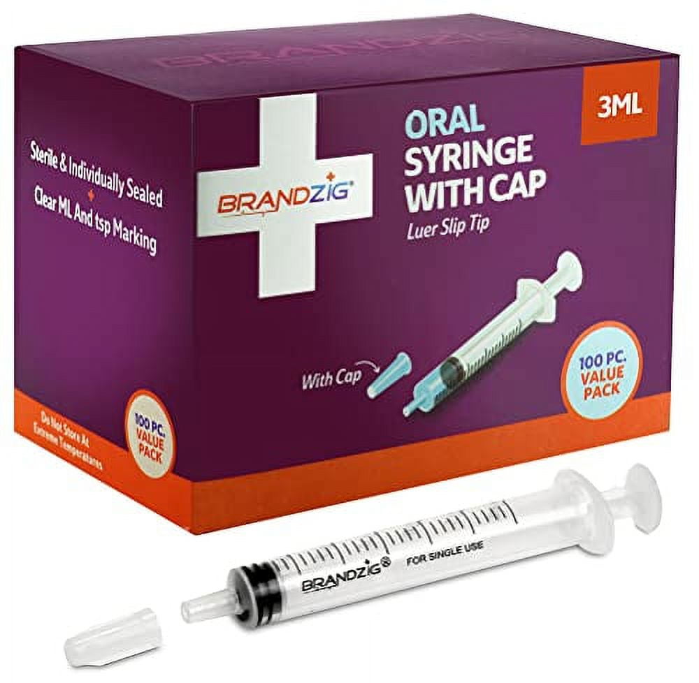 3ml Syringe With Cap .. (100 Pack) | Oral .. Dispenser Without Needle ...