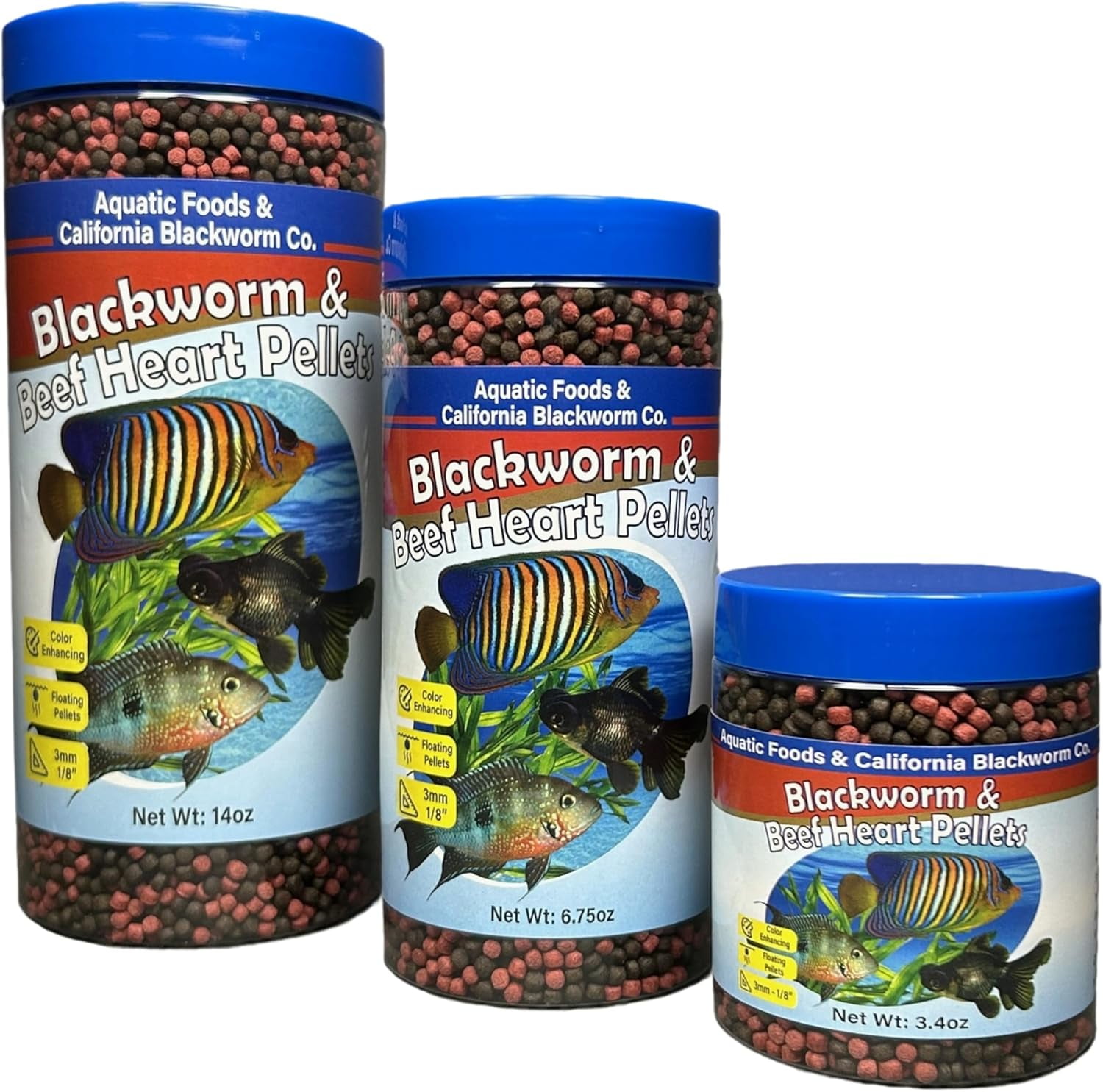 3mm -1/18" Blackworm/Beef Heart Floating Pellets for Marines, Cichlids ...