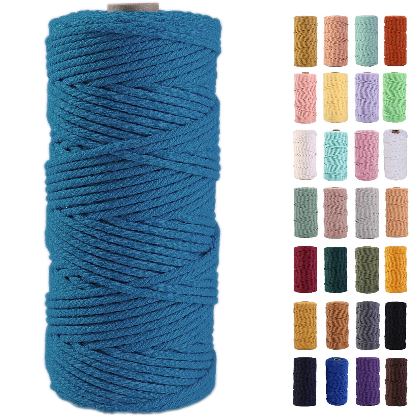 3mm 109 Yards Lake Blue Macrame Cord Soft Cotton Rope For Plant Hangers ...