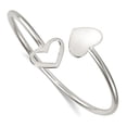 3mm 925 Sterling Silver Polished Double Love Heart Flexible Cuff ...
