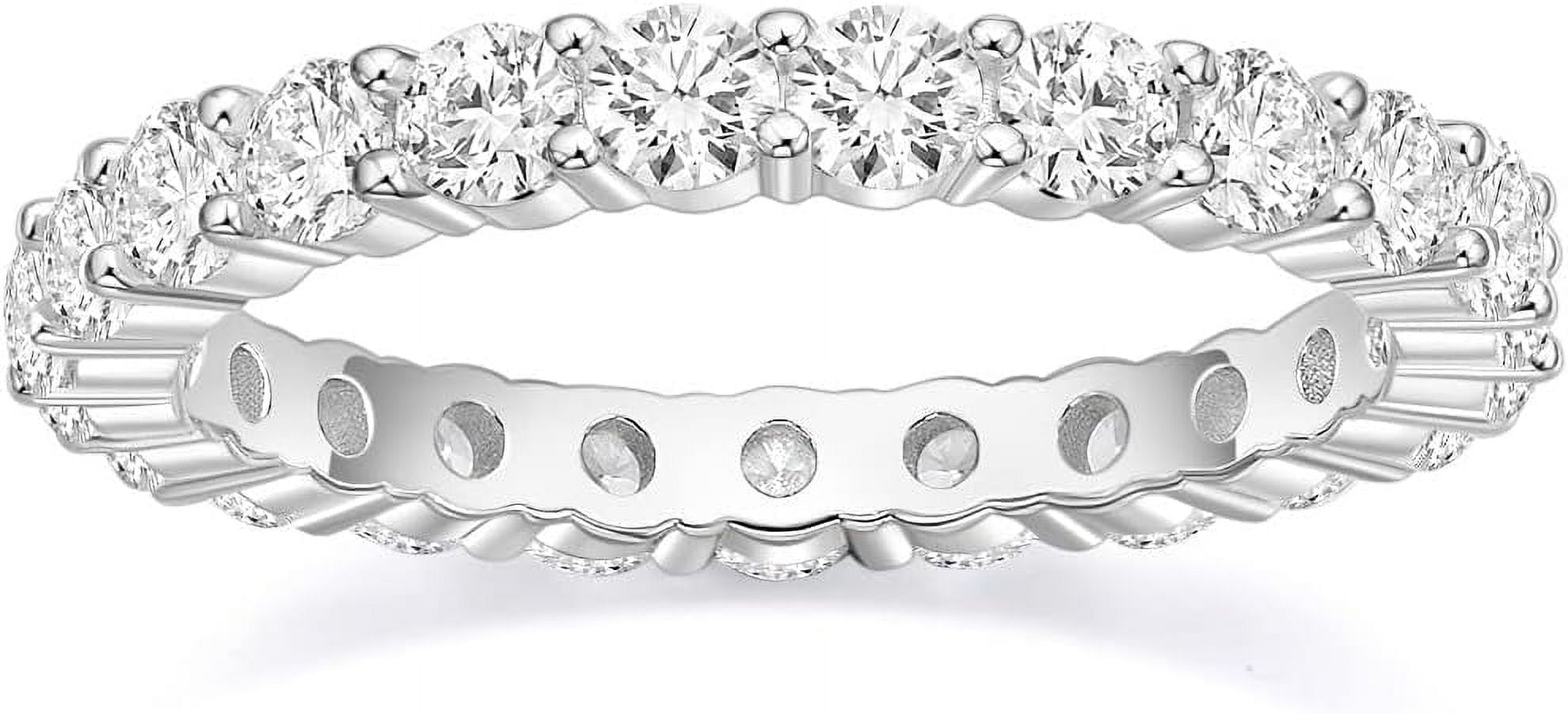 3mm 925 Sterling Silver Wedding Band Round Cubic Zirconia Full Eternity ...