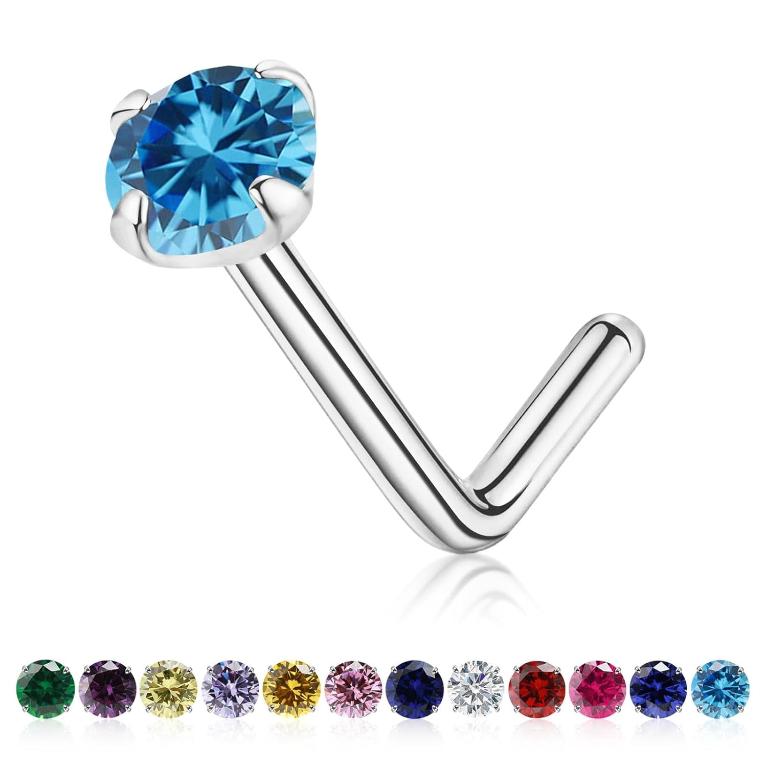 3mm Birthstone Nose Stud 20g Round Tiny CZ Nose Piercing Jewelry for ...