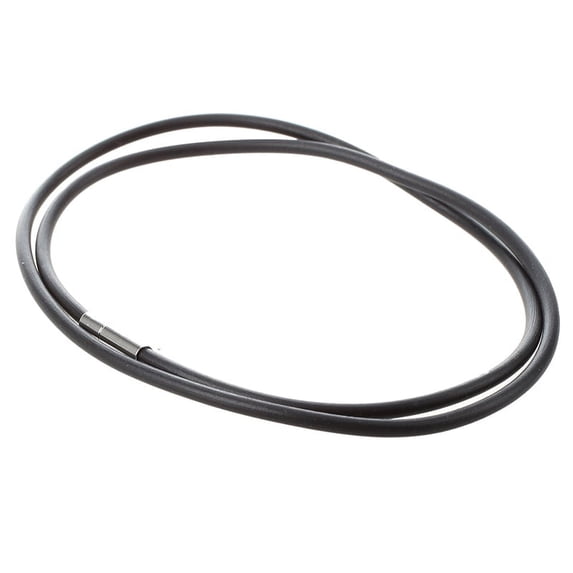 3mm Black Rubber Cord Necklace with Stainless Steel Closure - 24 Inch ...