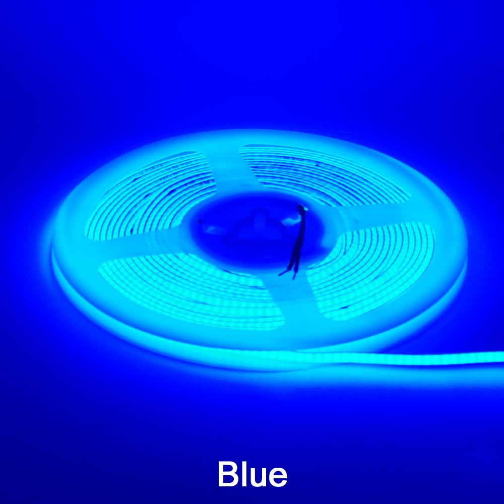 3mm COB LED Strip Light, 16.4FT DC 24V Blue COB Light Strip, 400LEDs/M ...