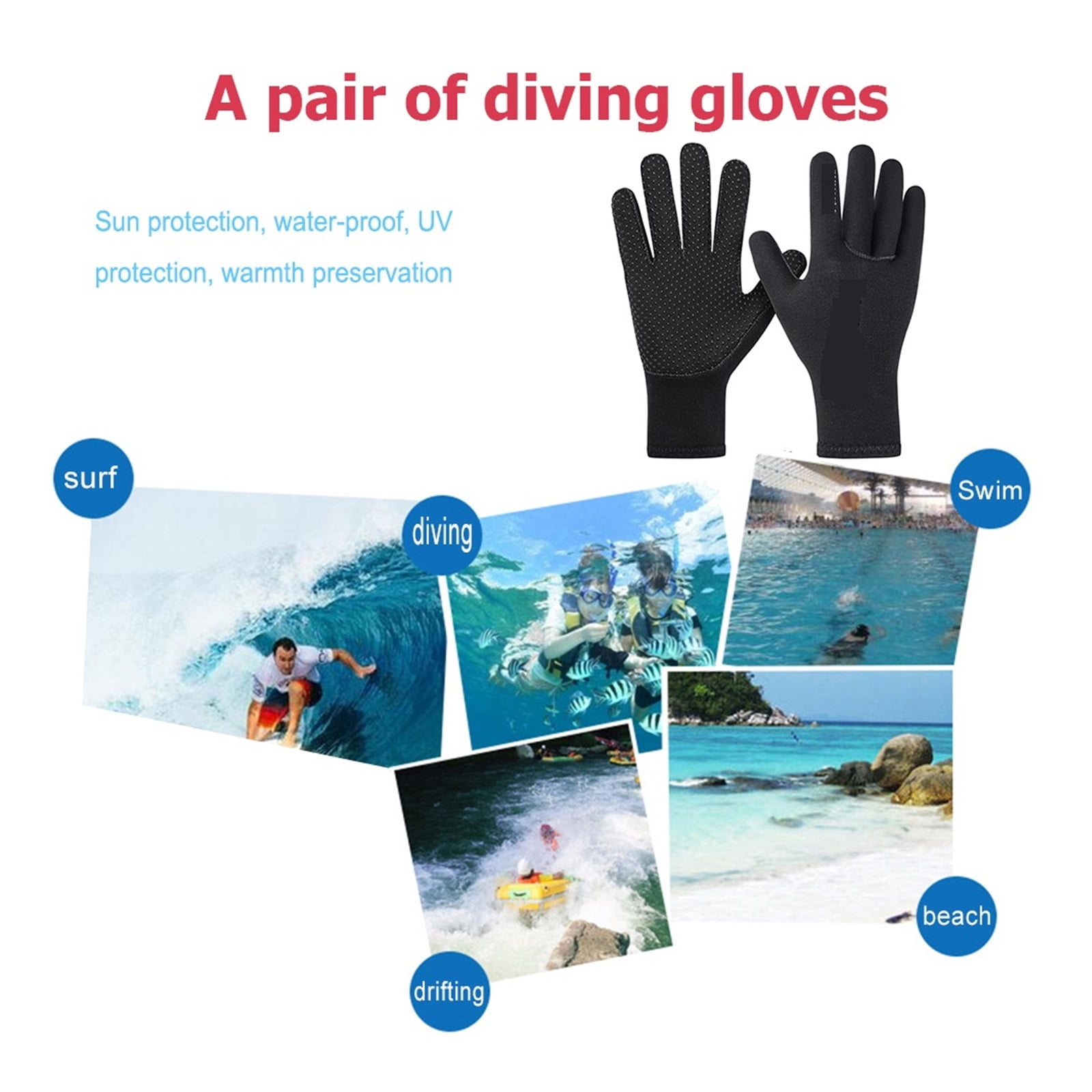 3mm Diving Gloves for Men Women Winter Surfing Snorkeling Canoeing ...