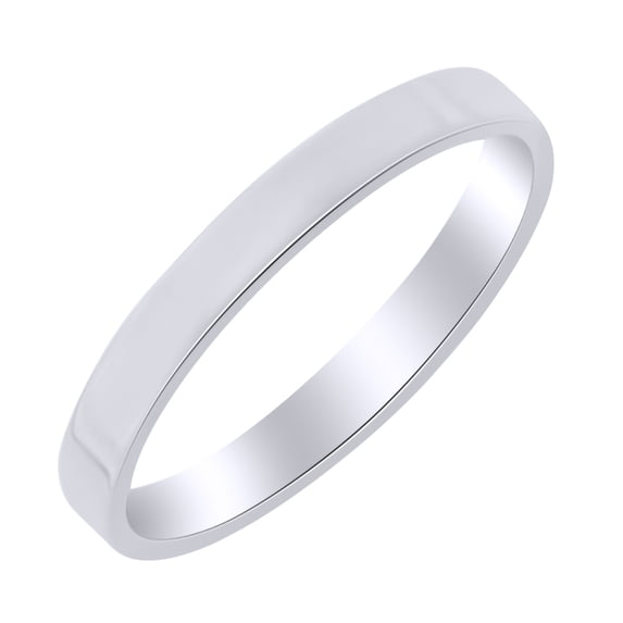AFFY 3mm Flat Wedding Band Ring in 14k White Gold Ring Size - 11 ...