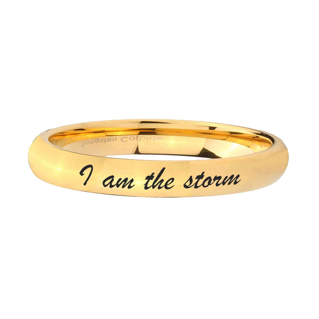 3mm Gold Dome Tungsten I Am The Storm Rings - Walmart.com